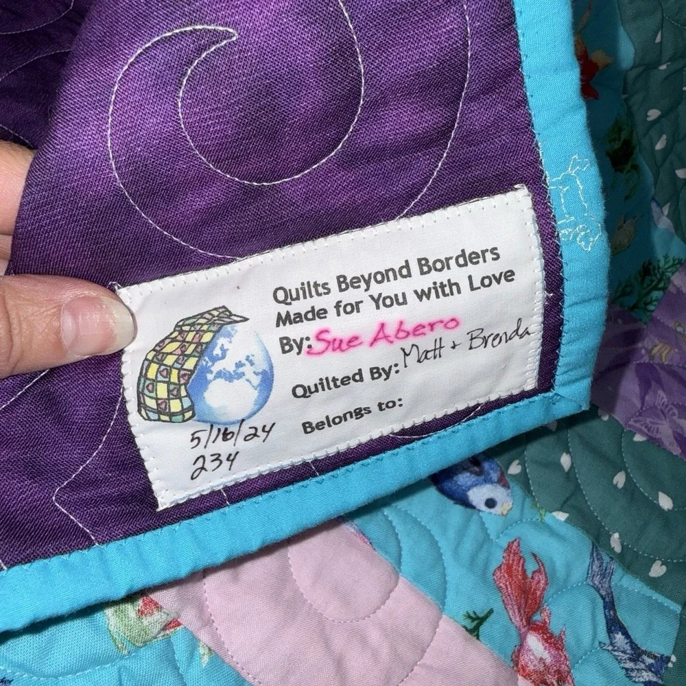 The Unbranded Brand | Bedding | Vtg Baby Quilt Purple Pink And Blue ...
